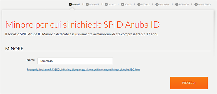 SPID Minore - acquisto del servizio | Guide pec.it