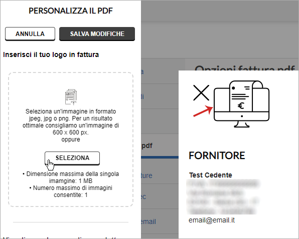 Personalizzazione .pdf fatture con logo e note a piè pagina | Guide pec.it