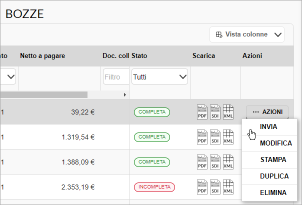 Invio a SdI di fatture salvate in Bozze | Guide pec.it