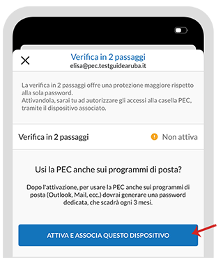 Come attivare la verifica in 2 passaggi | Guide pec.it