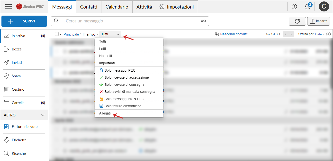 WebMail PEC Smart: allegati e tipi di file bloccati | Guide pec.it
