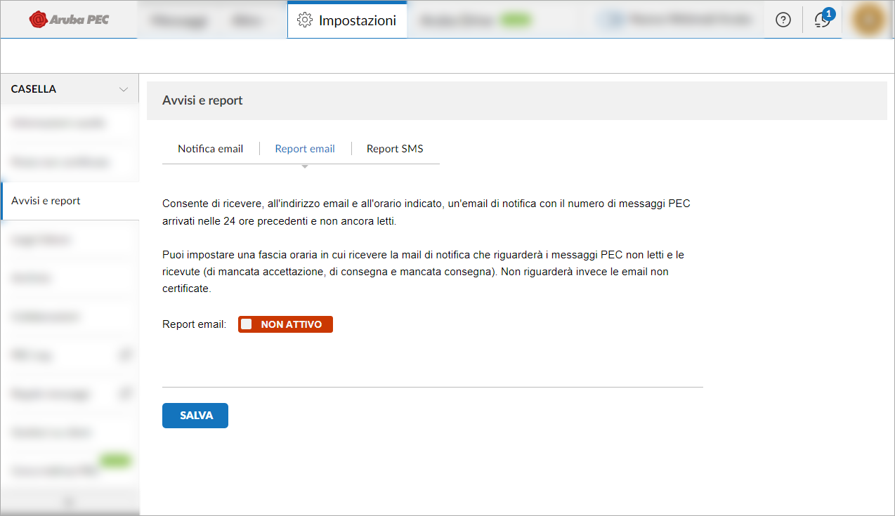 WebMail PEC Smart: impostazioni avvisi e report | Guide pec.it