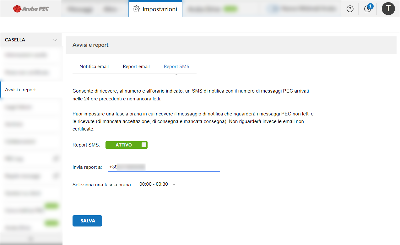 WebMail PEC Smart: impostazioni avvisi e report | Guide pec.it