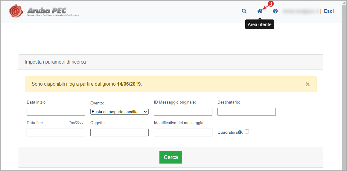 Pannello PEC Log: operazioni eseguibili dall'area utente | Guide pec.it