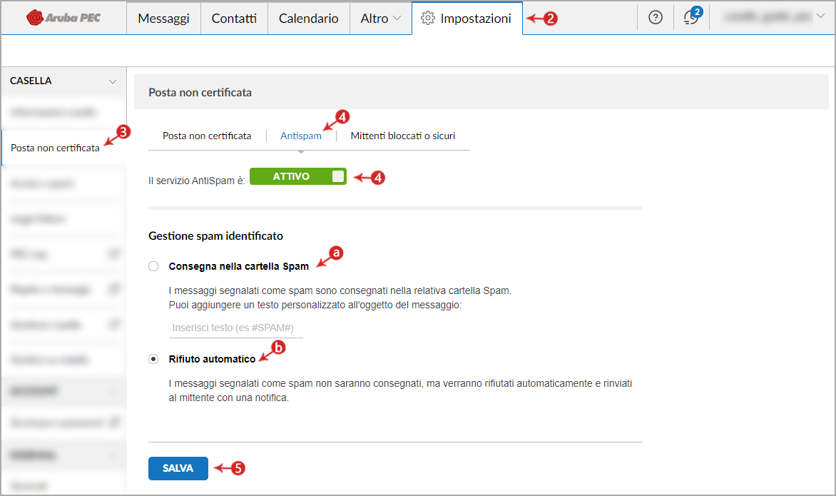 WebMail PEC Smart: impostazioni posta non certificata e antispam ...