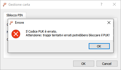Errori comuni PIN e PUK | Guide pec.it